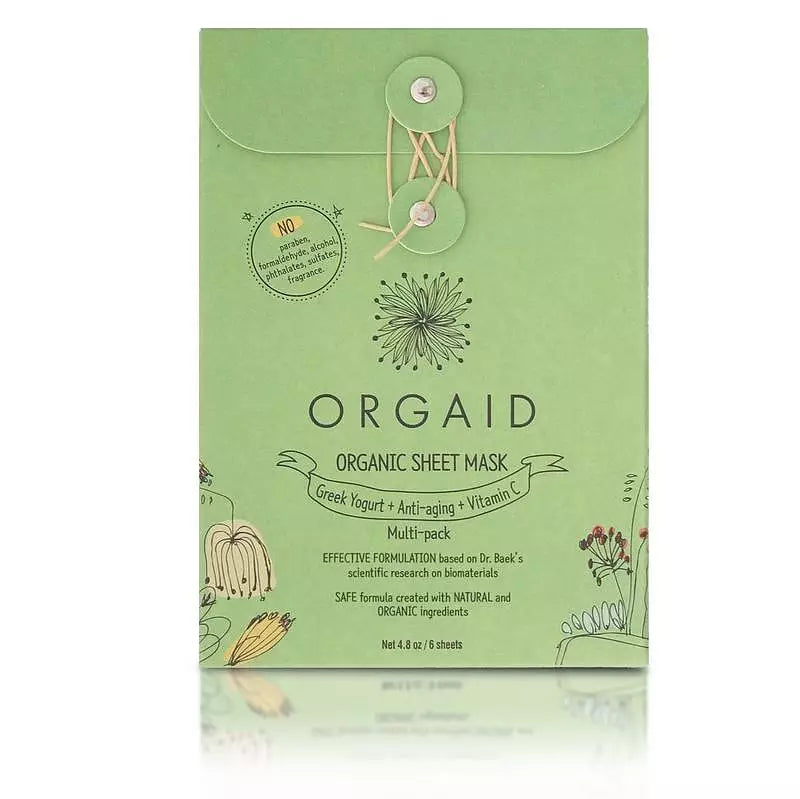ORGAID Organic Sheet Mask Multi-pack (6 stk. / 2 av hver) – Naturlig Raw